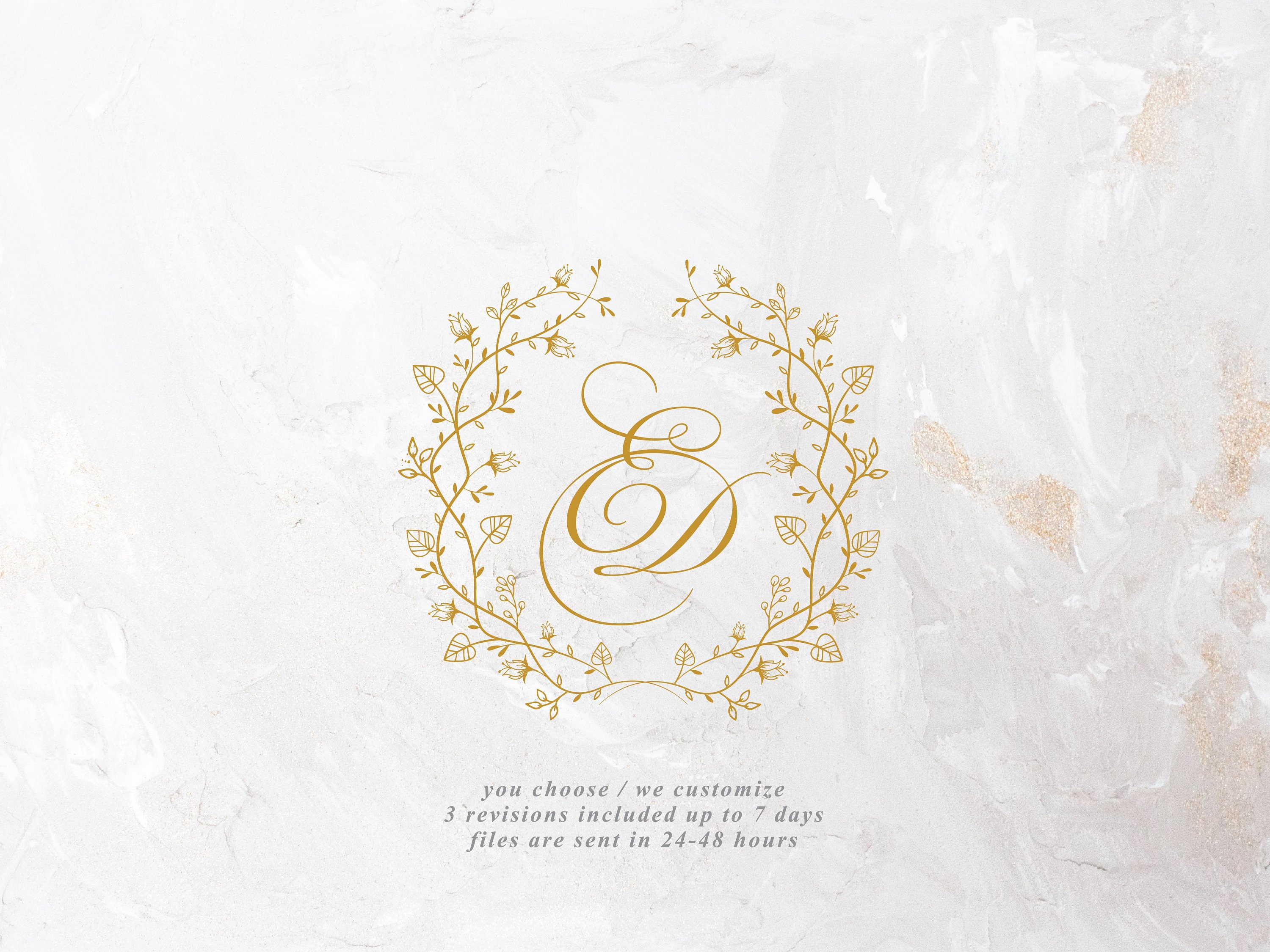 Floral Wreath logo Wedding Crest Wedding Wreath DIY Wedding | Etsy