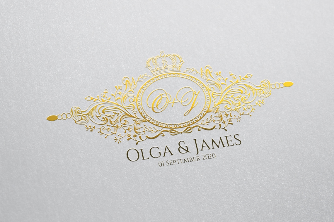 Royal Logo Crown Logo Royal Wedding Logo Wedding Emblem | Etsy