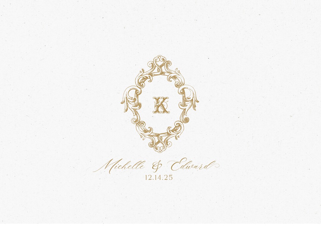 Wedding Monogram, Custom Wedding Logo Design, Vintage Wedding Crest ...