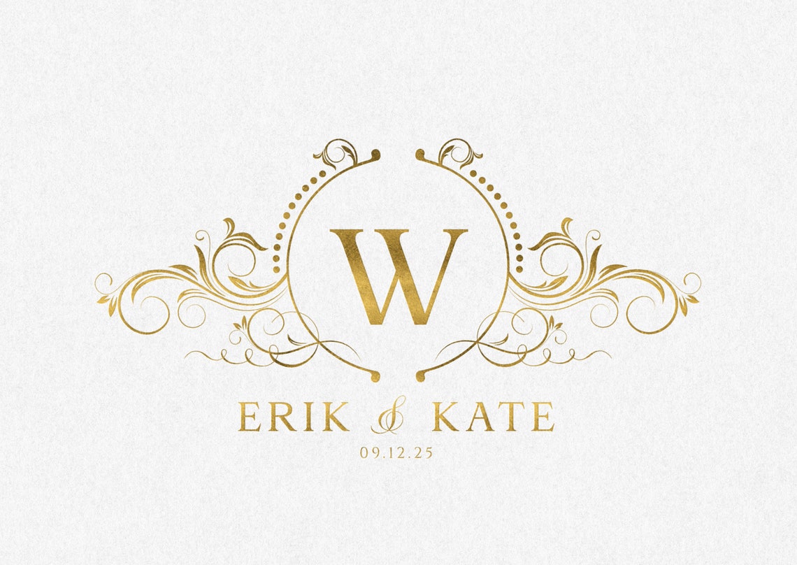 Modern Wedding Logo SVG: Minimalist Crest Monogram (digital Download ...