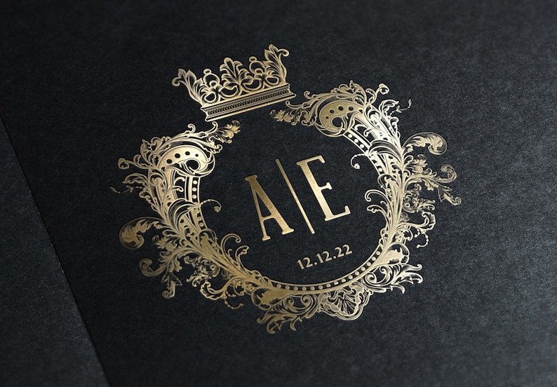 Vintage Baroque Wedding Logo SVG: Custom Crown Crest (digital Download ...