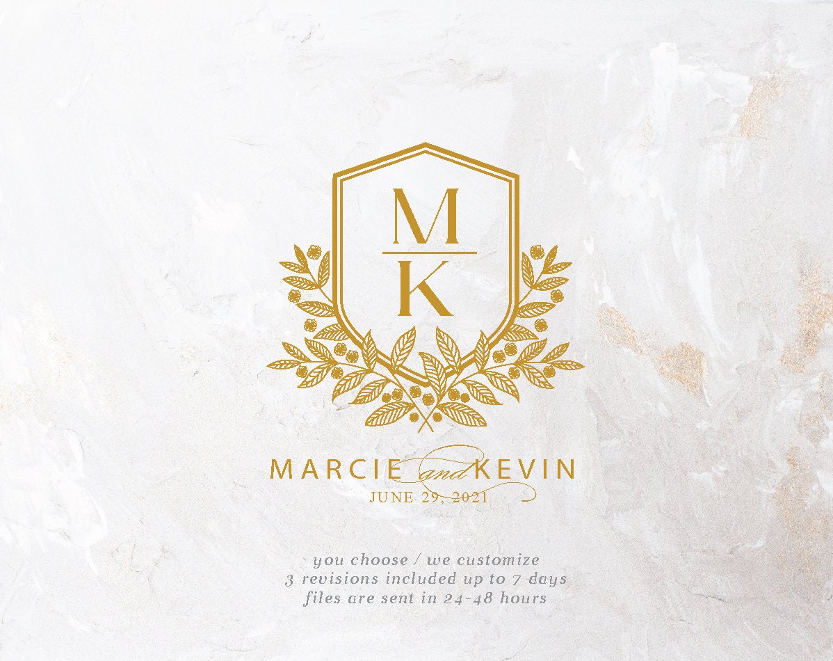 Gold Monogram Crest Wedding Emblem Wedding Shield Shield - Etsy