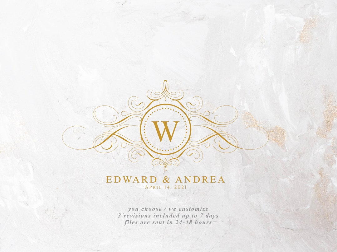 Wedding Logo SVG Wedding Monogram SVG Editable Crest PNG Line Art Wedding Logo Classic Monogram ...