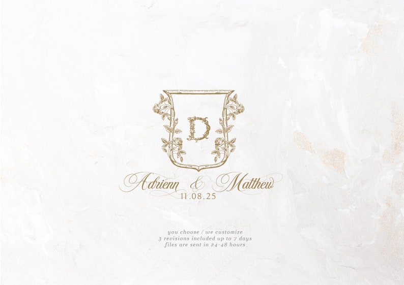 Rose Logo Custom Wedding Logo Vintage Rose Crest Royal - Etsy