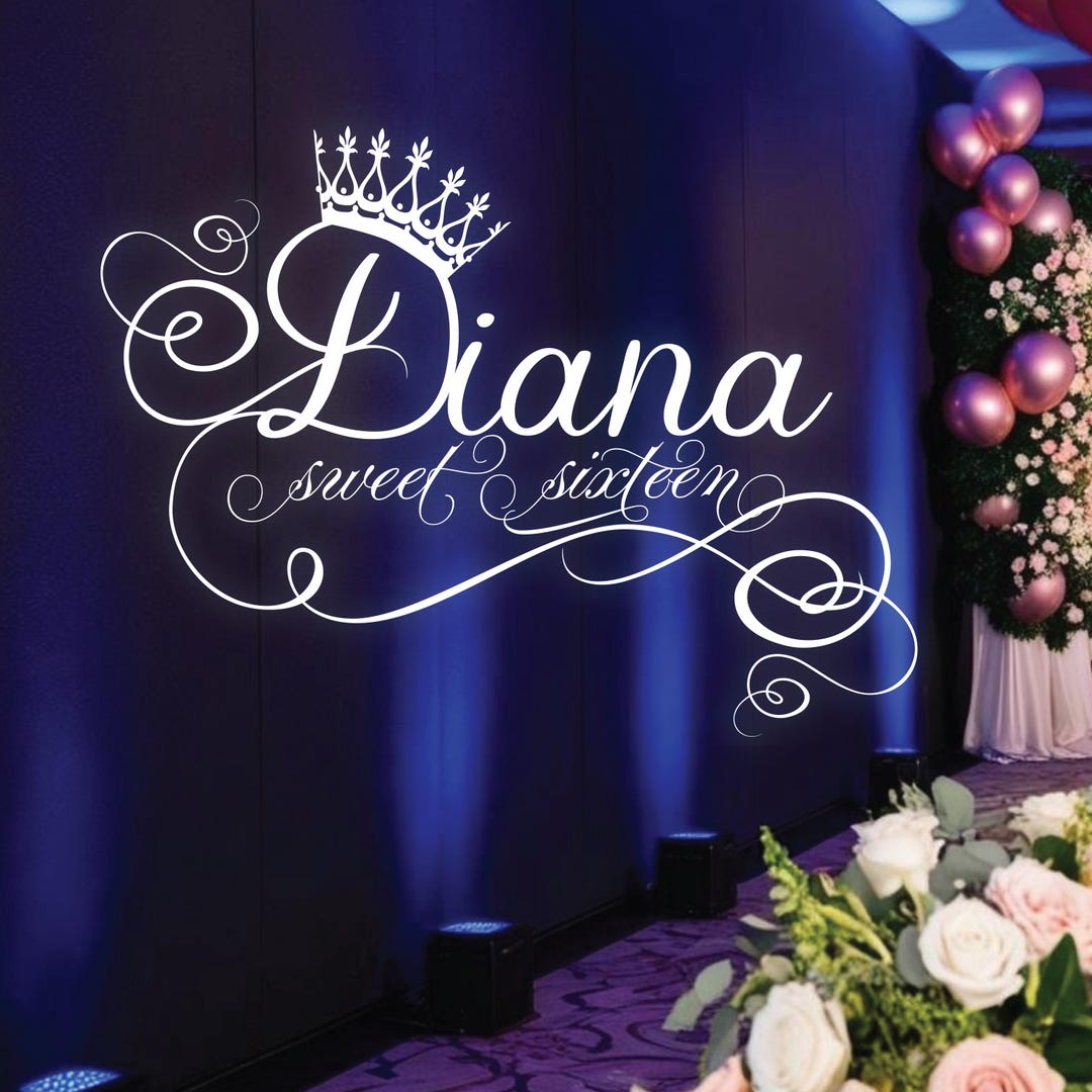 Sweet 16 Logo SVG Quinceañera Monogram SVG Editable Gobo Logo Custom ...