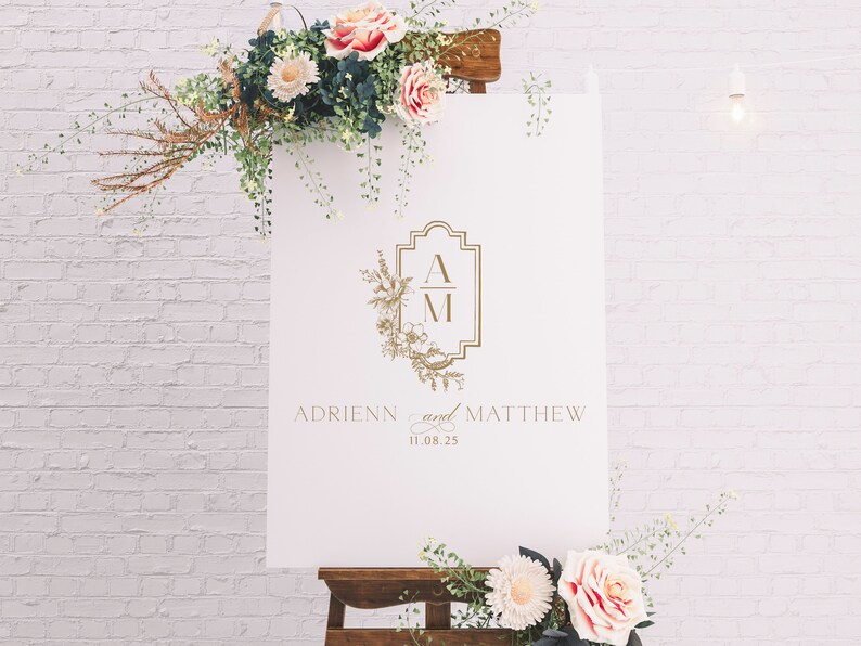 Vintage Floral Wedding Logo Crest, Custom Invitation Monogram (SVG, PNG ...