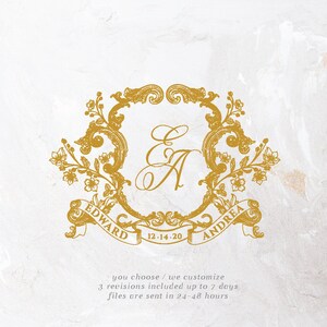 Gold Monogram Crest Wedding Emblem Wedding Shield Shield | Etsy