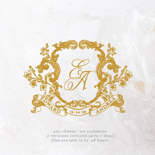Gold Monogram Crest Wedding Emblem Wedding Shield Shield - Etsy