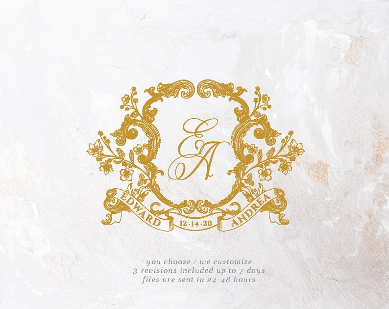 Gold Monogram Crest Wedding Emblem Wedding Shield Shield - Etsy