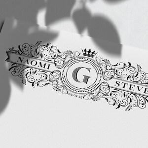 Elegant Wedding Monogram Frame With Crown for Acrylic Invitations and ...