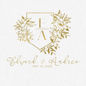 Gold Monogram Crest, Wedding Emblem, Wedding Shield, Shield, Wedding ...