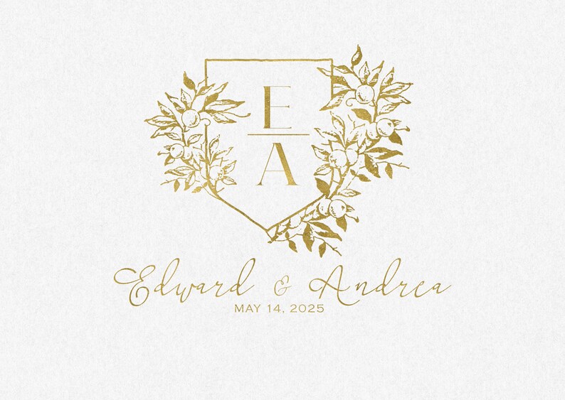 Gold Monogram Crest Wedding Emblem Wedding Shield Shield - Etsy