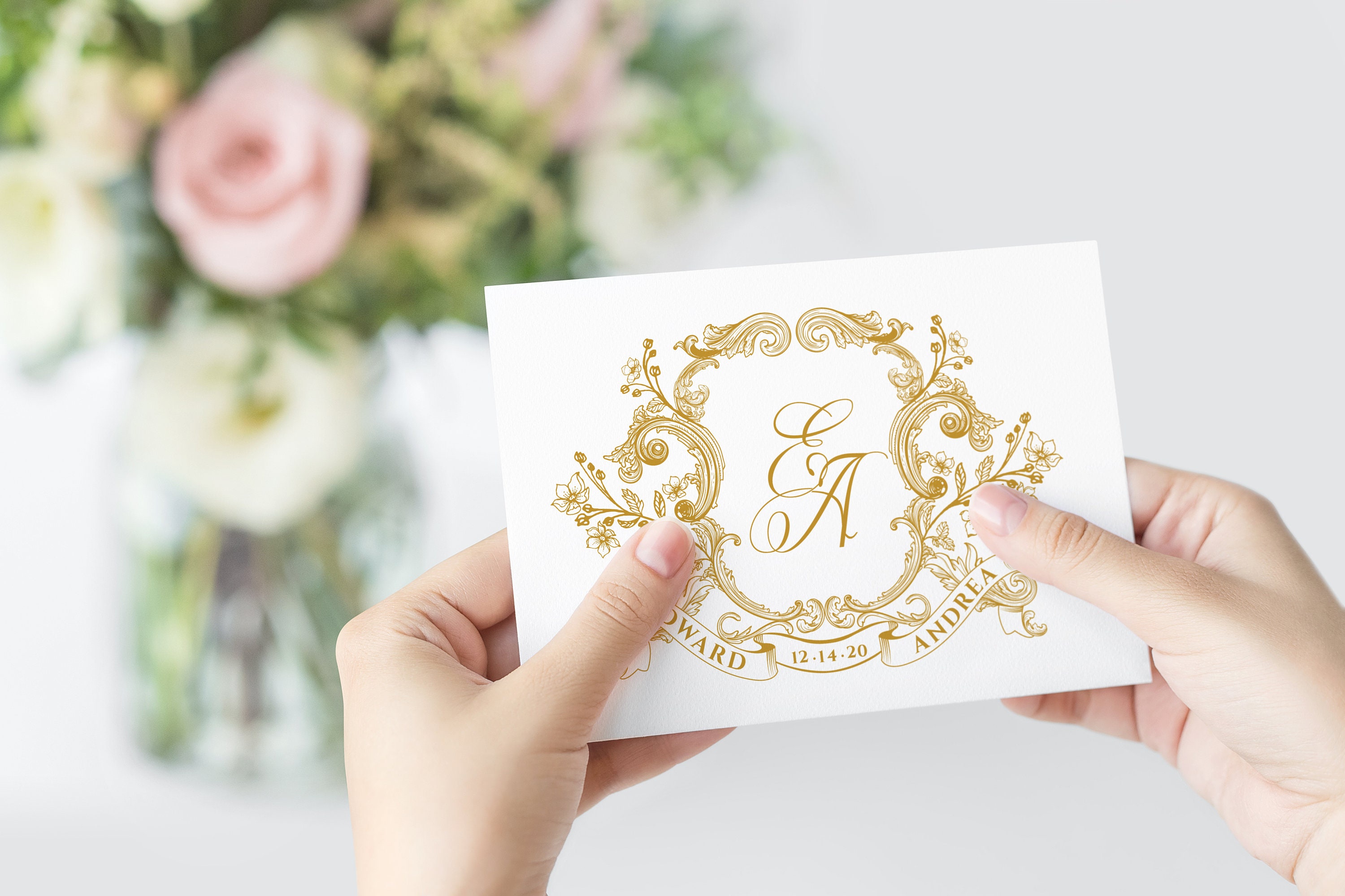 Gold Monogram Crest Wedding Emblem Wedding Shield Shield | Etsy