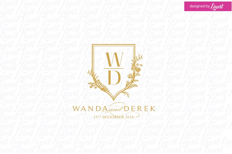 Gold Monogram Crest Wedding Emblem Wedding Shield Shield - Etsy