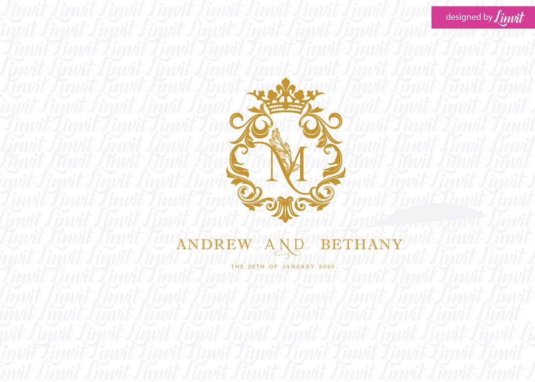 Royal Logo, Crown Logo, Royal Wedding Logo, Wedding Emblem, Wedding ...