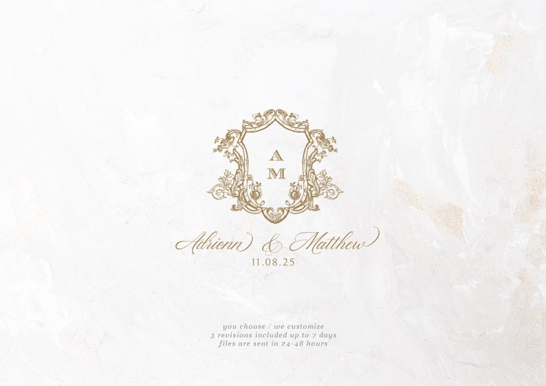 Vintage Wedding Crest Logo, Custom Monogram (digital Download) - Etsy