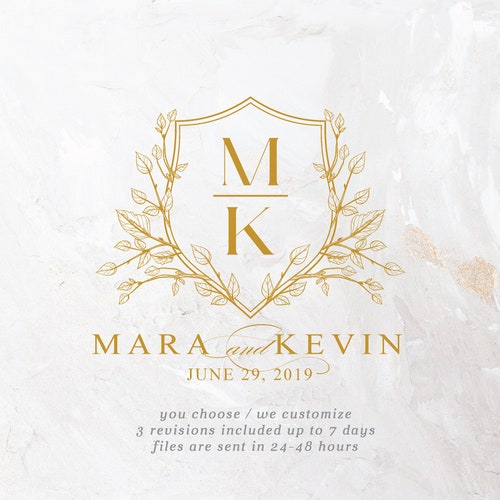 Gold Monogram Crest Wedding Emblem Wedding Shield Shield - Etsy