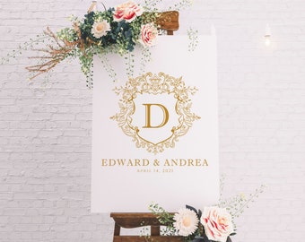 Gold Monogram Crest, Wedding Emblem, Wedding Shield, Shield, Wedding ...