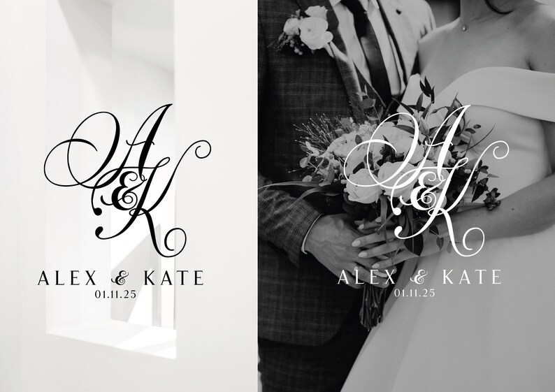 Custom Script Wedding Monogram Logo Crest (digital Download) - Etsy
