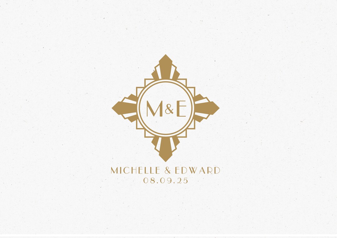Art Deco Wedding Logo, Great Gatsby Wedding Monogram, Art Deco Wedding ...