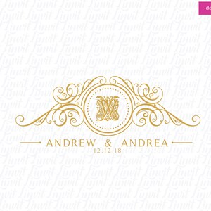 Elegant Custom Monogram Crest for Hand-drawn Wedding Invitations ...