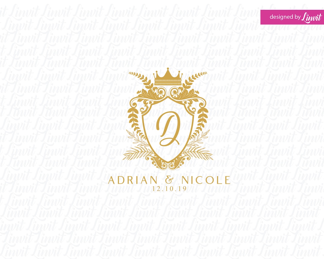 Royal Logo, Crown Logo, Royal Wedding Logo, Wedding Emblem, Wedding ...