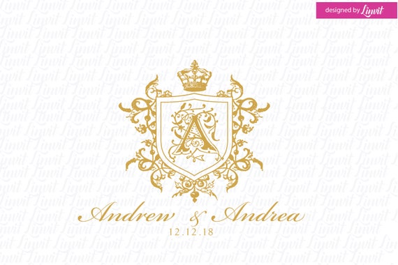 Royal Logo Crown Logo Royal Wedding Logo Wedding Emblem | Etsy
