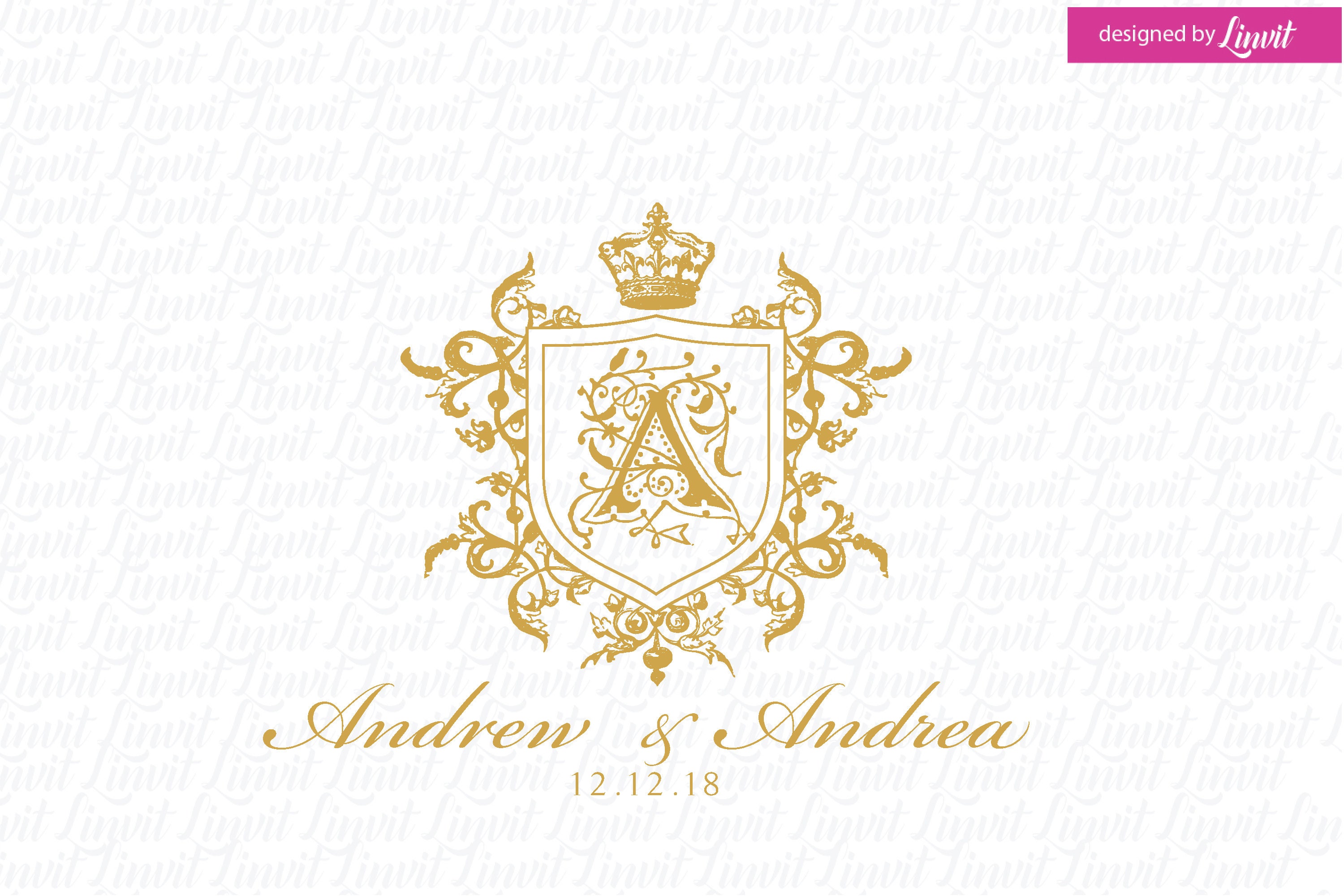 Royal Logo Crown Logo Royal Wedding Logo Wedding Emblem | Etsy