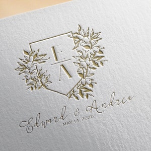 Gold Monogram Crest, Wedding Emblem, Wedding Shield, Shield, Wedding ...