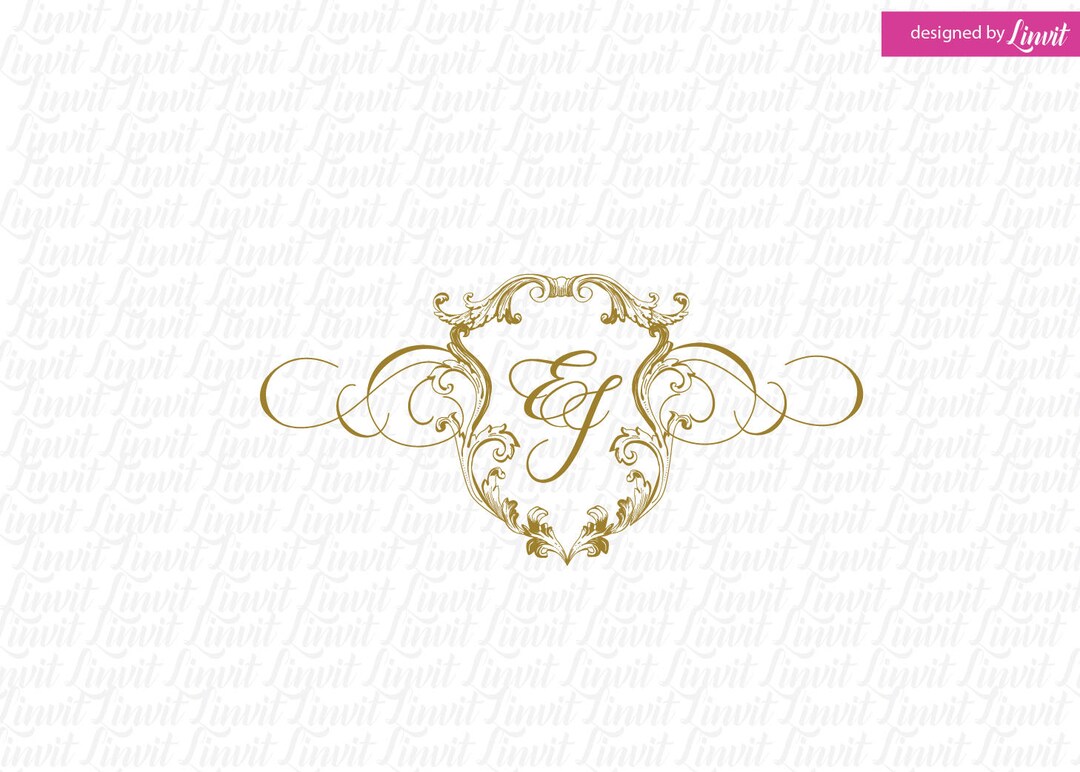Gold Monogram Crest Wedding Emblem Wedding Shield Shield - Etsy