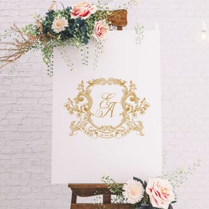 Gold Monogram Crest, Wedding Emblem, Wedding Shield, Shield, Wedding ...