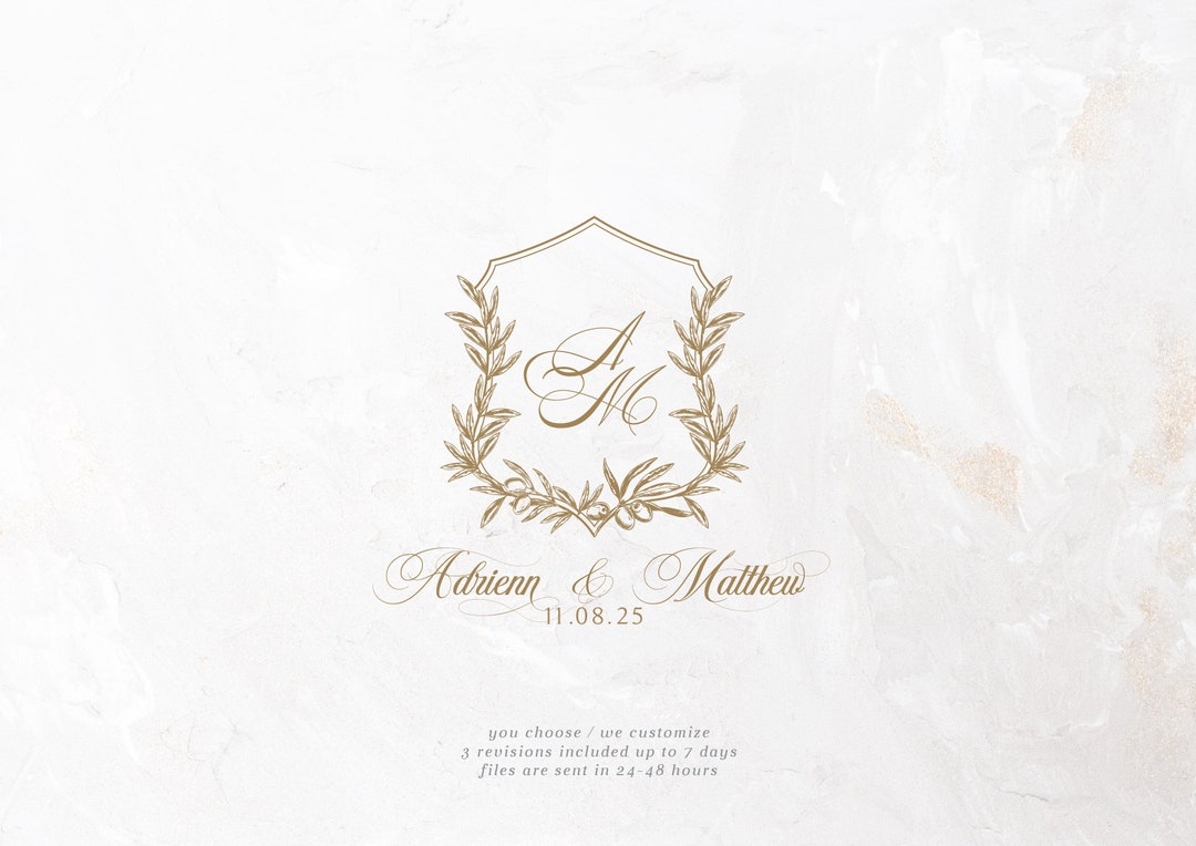 Wedding Crest, Custom Crest, Wedding Crest Design, Gold Wedding Crest ...