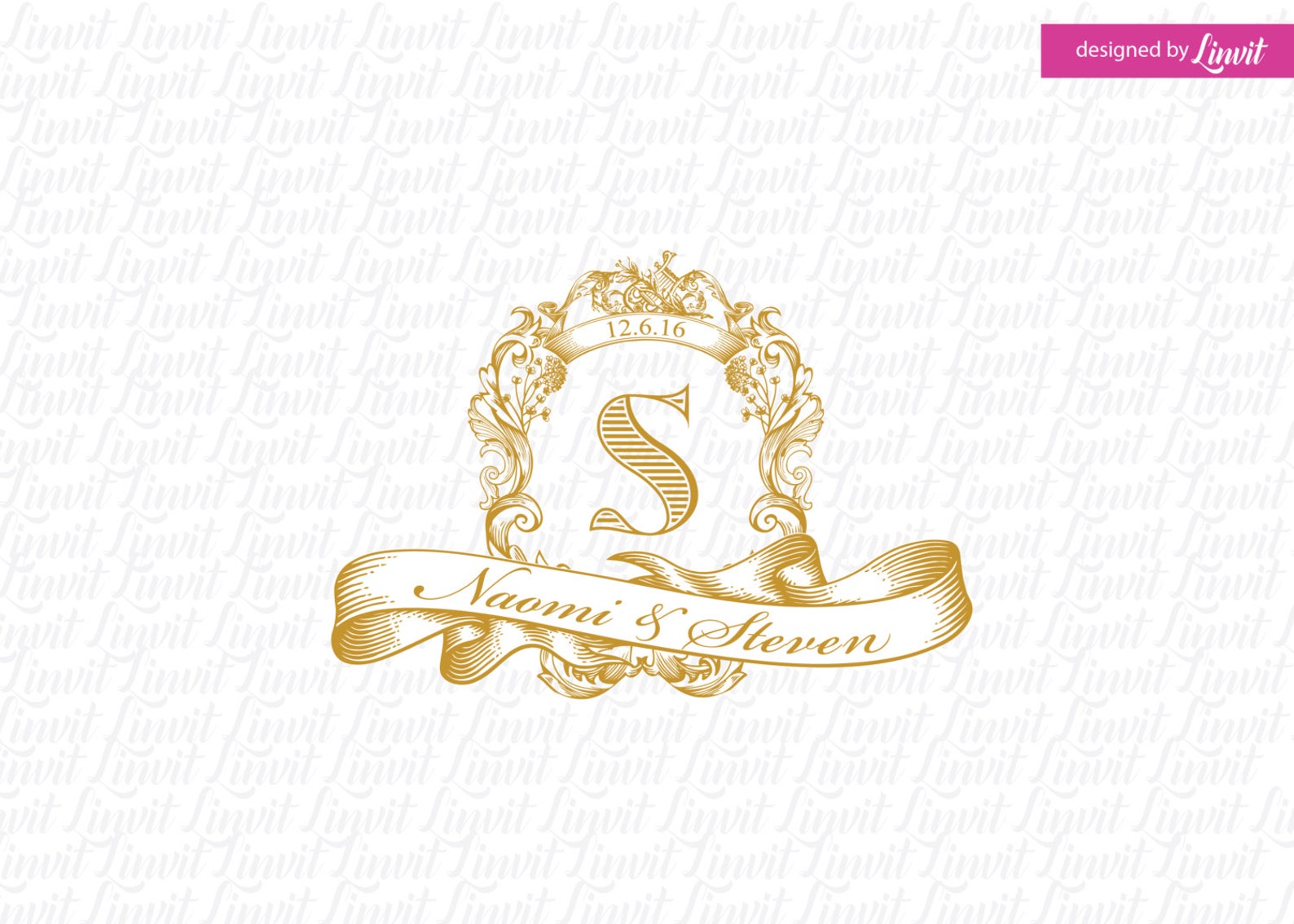 Gold Monogram Crest Wedding Emblem Wedding Shield Shield - Etsy