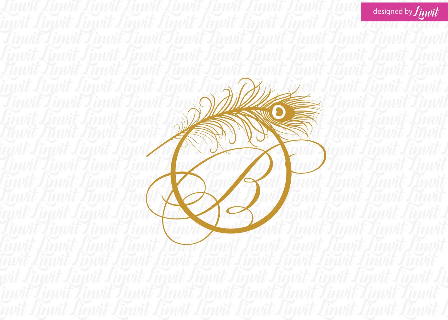 Peacock Feather Wedding Logo, Custom Monogram Crest (SVG, PNG) - Etsy