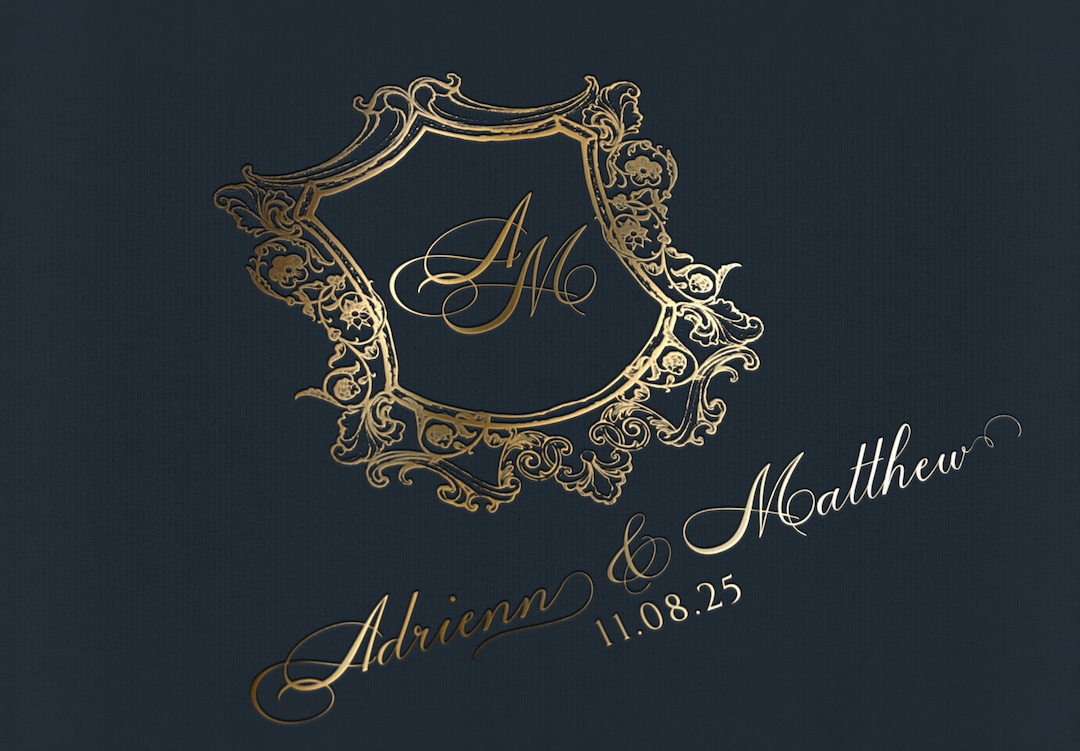 Gold Monogram Crest Wedding Emblem Wedding Shield Shield - Etsy