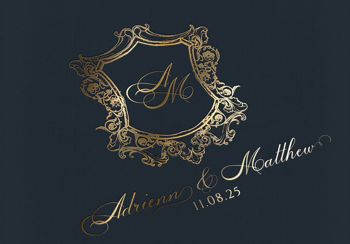 Gold Monogram Crest Wedding Emblem Wedding Shield Shield | Etsy