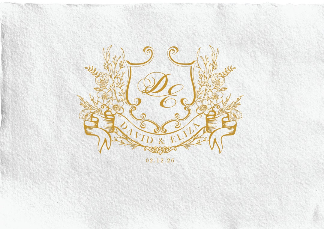 Elegant Wedding Crest, Custom Wedding Crest, Modern Wedding Logo ...