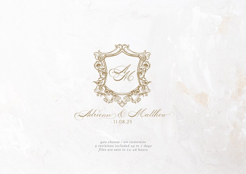 Gold Monogram Crest Wedding Emblem Wedding Shield Shield | Etsy