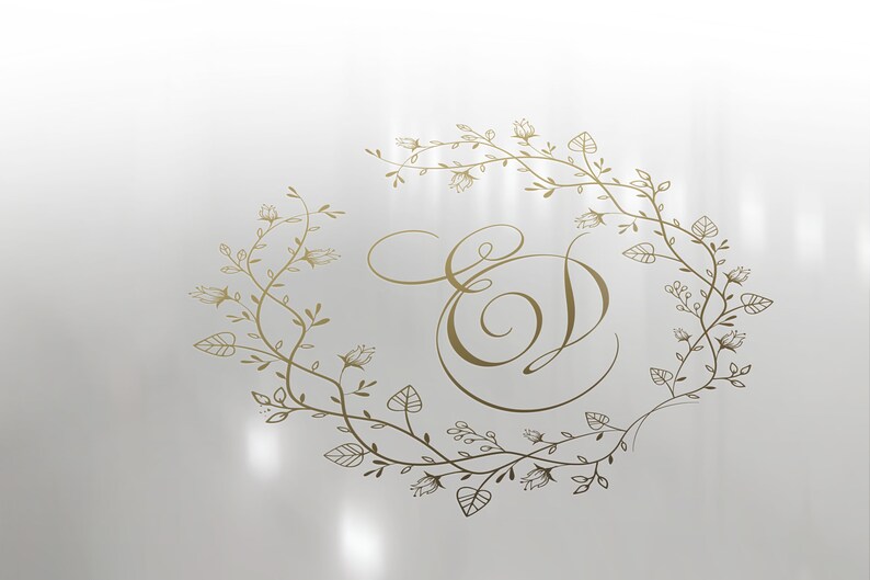 Floral Wreath Logo Wedding Crest Wedding Wreath DIY Wedding - Etsy
