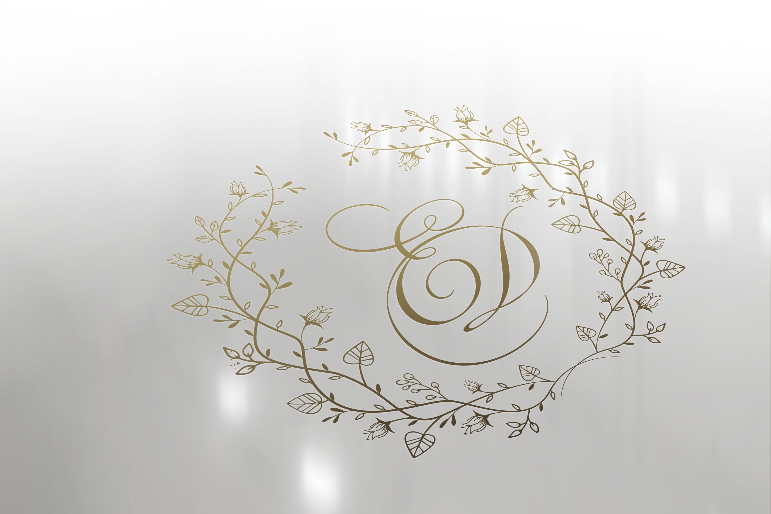 Floral Wreath logo Wedding Crest Wedding Wreath DIY Wedding | Etsy