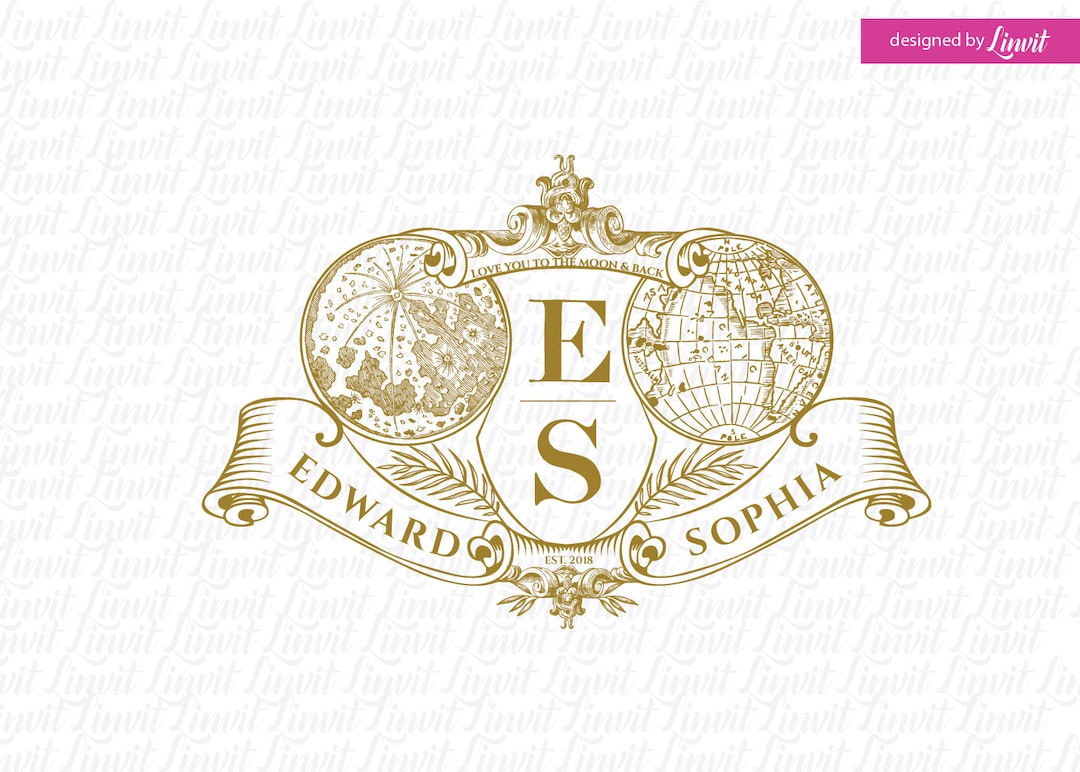 Vintage Monogram SVG Wedding Logo SVG Editable Crest PNG Custom Wedding ...