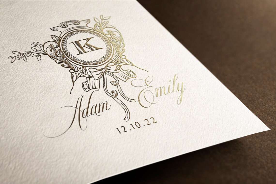 Vintage Wedding Crest Logo, Editable Monogram (SVG, PNG) - Etsy