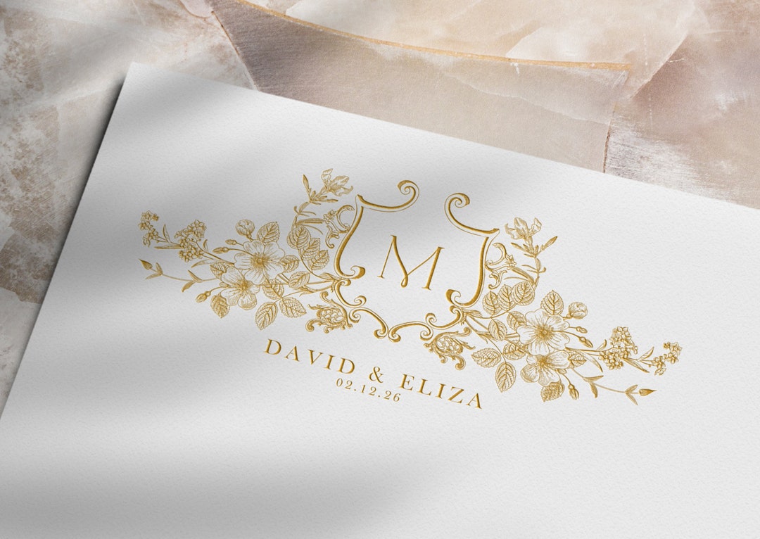 Wedding Logo SVG Wedding Monogram SVG Editable Crest PNG Luxury Floral ...