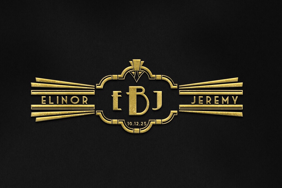 Art Deco Wedding Logo, Great Gatsby Wedding Monogram, Art Deco Wedding ...
