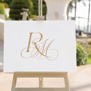 Custom Wedding Logo: Script Initial Monogram Crest (digital Download ...