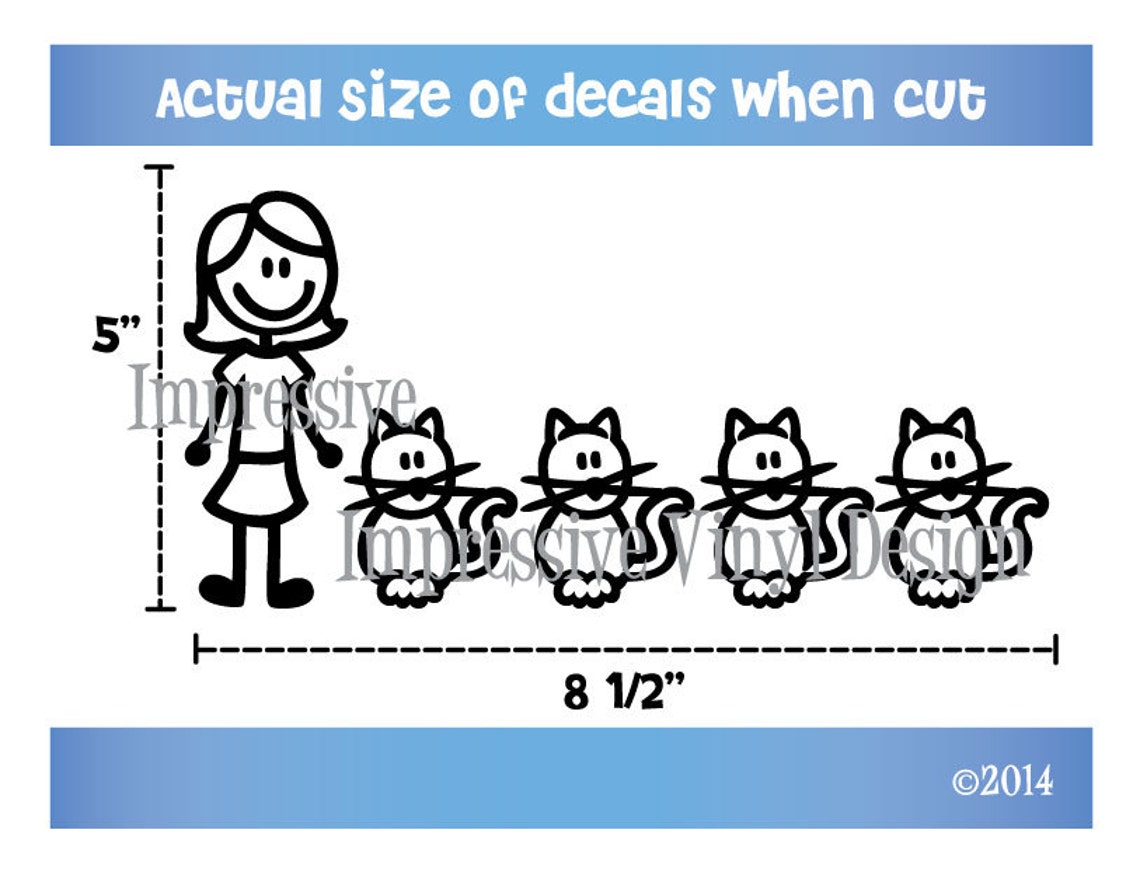 Stick Family Custom Cat Vinyl Decal Sticker Car Truck Auto Van | Etsy