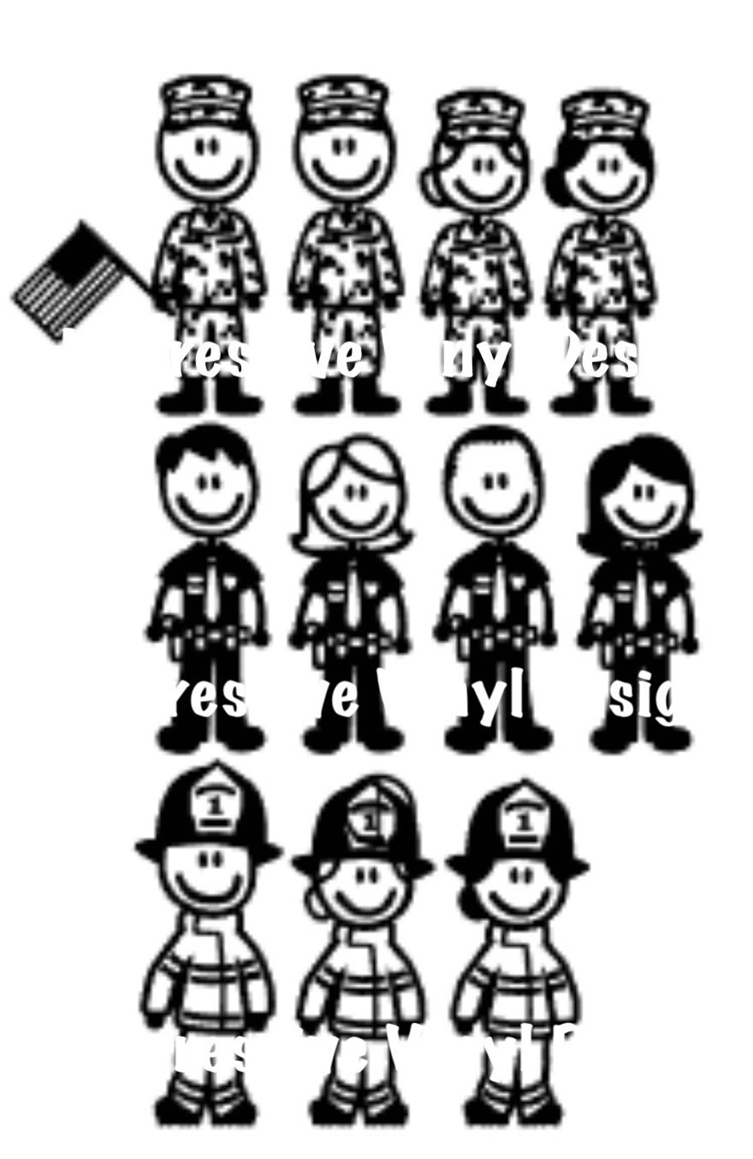 Custom Military Police Fireman Community Helper Vinyl Family Decal ...