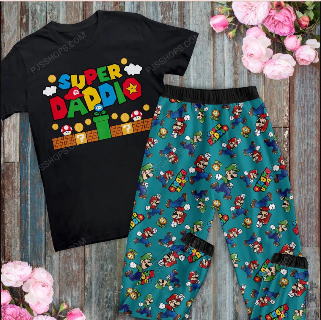 Super Daddio Pajamas Set, Super Mario Personalized Family Pajamas ...
