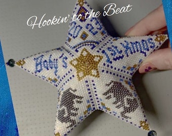 3D Peyote Star Baby 1st Xmas Elephants & Baby Feet blue Digital ...