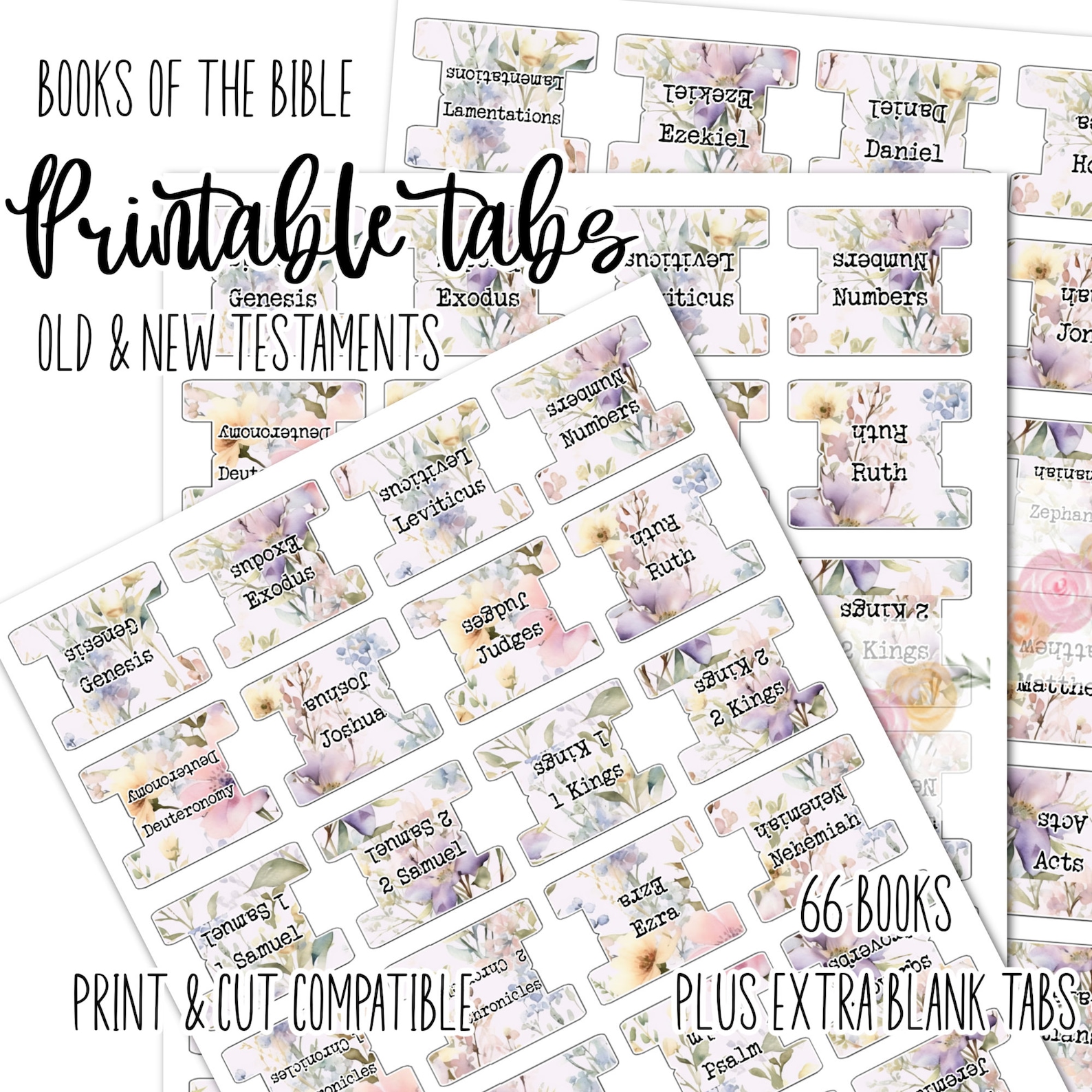 Printable Bible Tabs: Watercolor Floral Design (digital Download) - Etsy